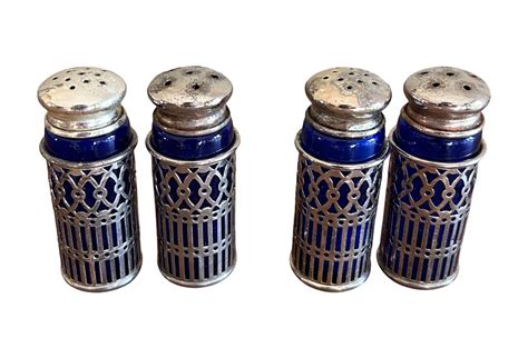 Set Of Four Vintage Art Deco Salt And Pepper Silver Plated Shakers