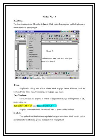 MS Word S Main Menu DOC