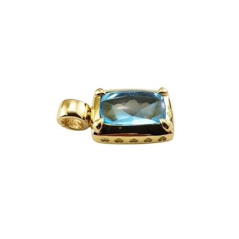 18 Karat Yellow Gold And Blue Topaz Pendant For Sale At 1stdibs