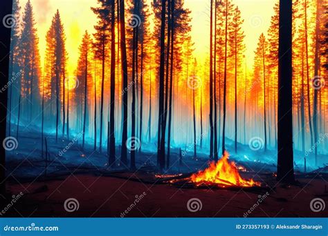 Intense Flames From A Massive Forest Fire Generative Ai Flames Light