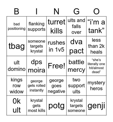 Overwatch Bingo Card