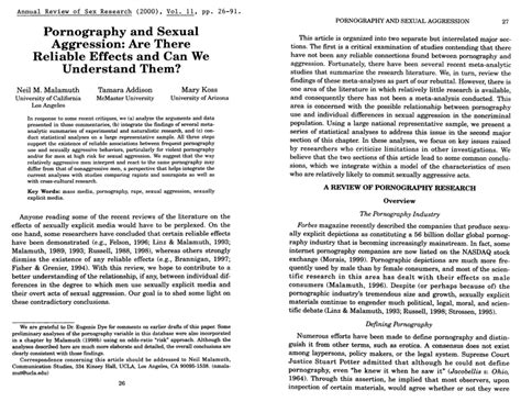 Pdf Pornography And Sexual Aggression Are There Reliable Effects And Can We Understand Them