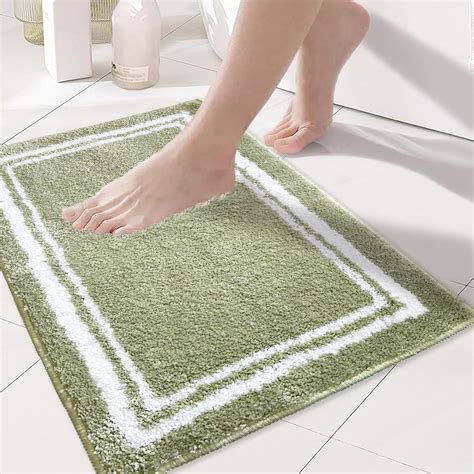 Tititex Luxury Sage Green Frame Line Bathroom Rug 16x24