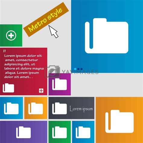 Document Folder Icon Sign Metro Style Buttons Modern Interface Website Buttons With Cursor