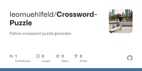 Github Leomuehlfeldcrossword Puzzle Python Crossword Puzzle Generator