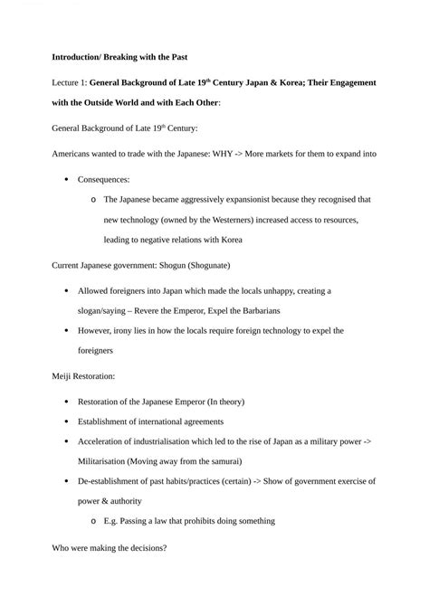 Week 1 3 Lecture Notes Arts3640 Japan And Korea Unsw Thinkswap