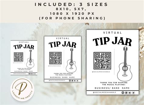 Musician Tip Jar Editable Template Sign Editable Tip Jar Sign