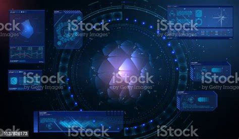 미래 지향적 인 인터페이스 Hud 디자인 스캔 그래프 또는 파도와 같은 인포 그래픽 요소 공상 과학 미래 지향적 인 Hud 대시 보드 디스플레이 가상 현실 기술 화면 과학에