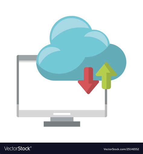 Computer With Cloud Tranfer Symbol Royalty Free Vector Image