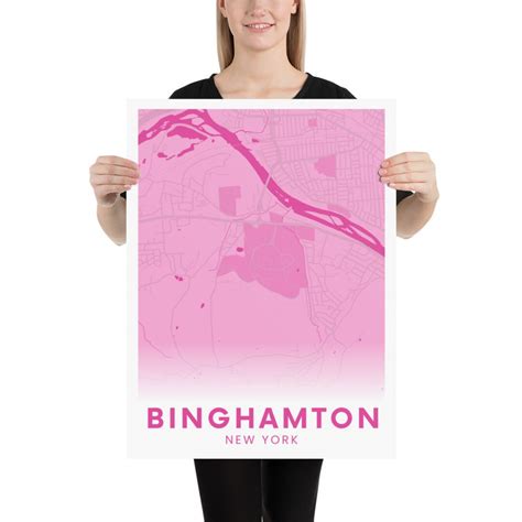 Binghamton University Poster Hot Pink Aesthetic Binghamton New York Etsy