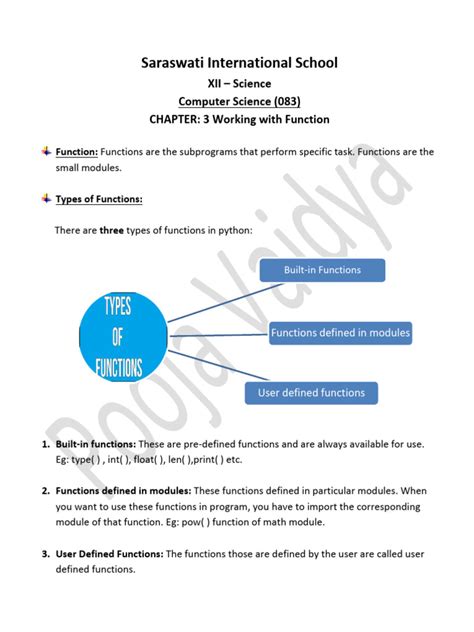 Chapter 3 Working With Functions Notes Pdf Parameter Computer