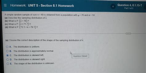Solved Homework UNIT 5 Section 8 1 Homework Question 4 Chegg Com