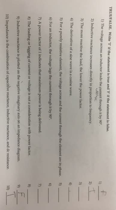 solved true false write t if the statement is true and f