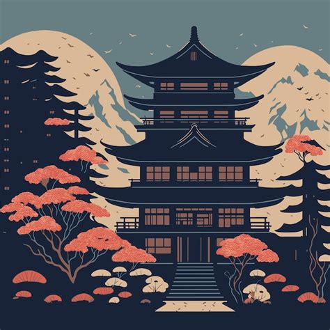Vetores E Ilustrações De Papel Parede Arquitetura Japonesa Para