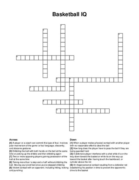 Basketball IQ Crossword Puzzle