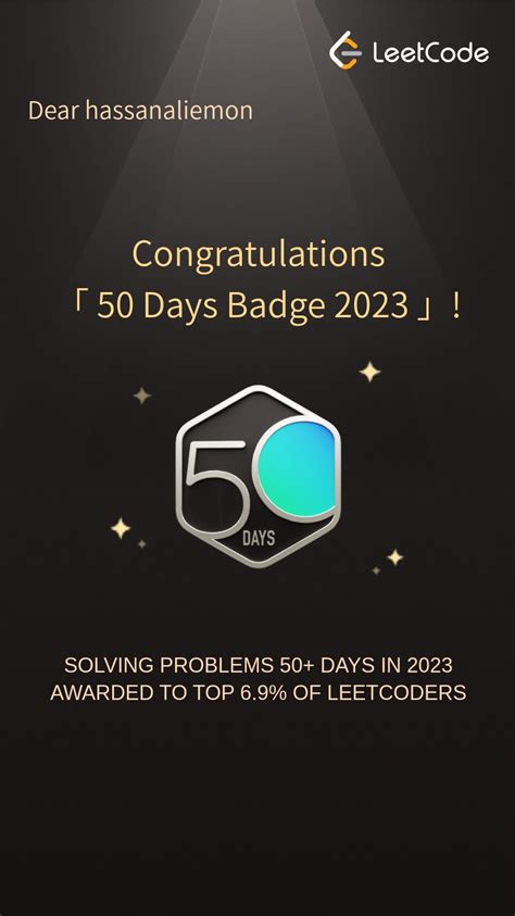 Hasan Ali Emon On Linkedin I Am Happy To Achieve Leetcode 50 Days Badge 2023 Soon End Of