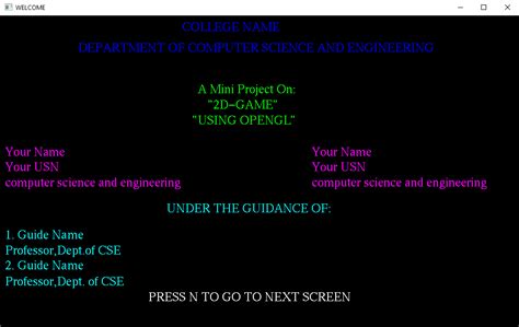 D Game CG Project Using OpenGL Source Code Report VTUPulse