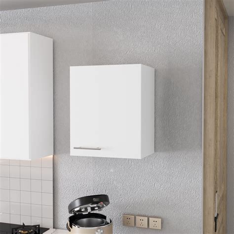 White Wall Cabinet For Small Spaces One Door Kitchen Use Compact