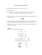 Projectile Motion Deriving Equations And Analyzing Projectile Course Hero