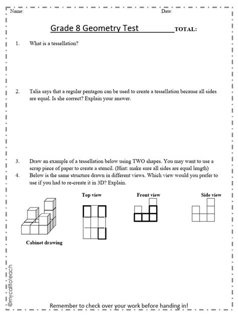 Gr 8 Mctt Geometry Test Pdf Classical Geometry Polytopes