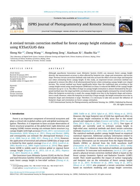 Pdf A Revised Terrain Correction Method For Forest Canopy Height