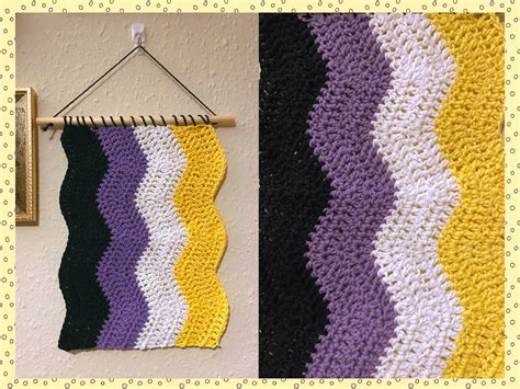 Handmade Non Binary Pride Flag Crochet Lgbtq Enby Art Wall Hanging Etsy