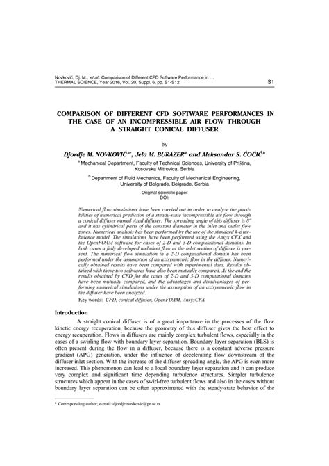 Pdf Comparison Of Different Cfd Software Performances In The Case Of An Incompressible Air