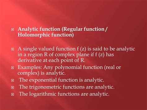 Analytic Function Pptx Physics Science