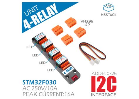 m5stack módulo 4 relés m5stack u097