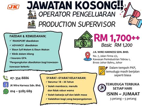 Kekosongan Jawatan Dan J K Wire Harness Sdn Bhd