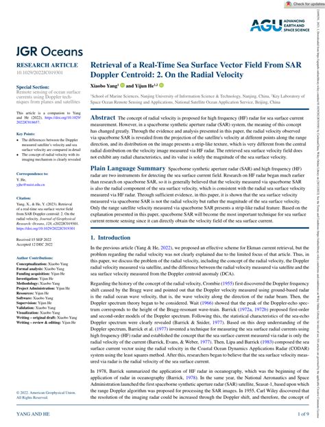 Pdf Retrieval Of A Real‐time Sea Surface Vector Field From Sar