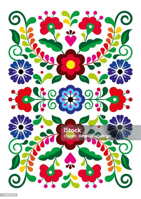 멕시코 민속 예술 스타일 벡터 꽃 직사각형 인사말 카드 또는 초대장 디자인 멕시코의 전통 자수에서 영감을 받은 꽃이 있는 다채로운 패턴 0명에 대한 스톡 벡터 아트 및 기타