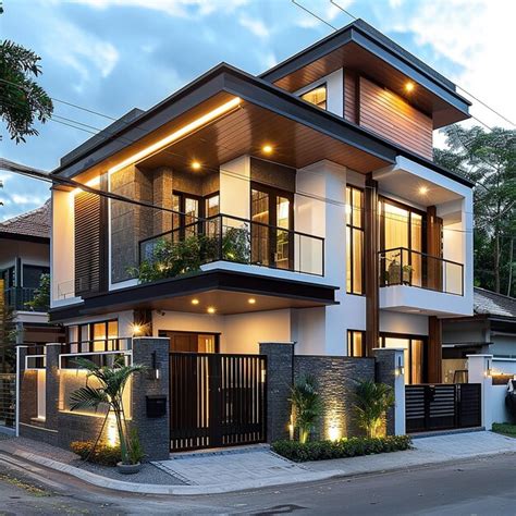 Middle Class Contemporary Beautiful Modern House Premium Ai Generated Image