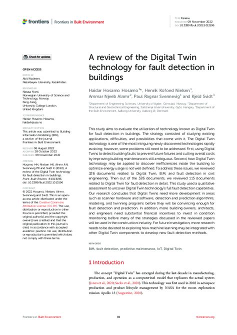 Pdf A Review Of The Digital Twin Technology For Fault Detection In
