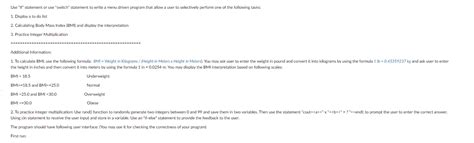 Solved Use If Statement Or Use Switch Statement To Write Chegg Com
