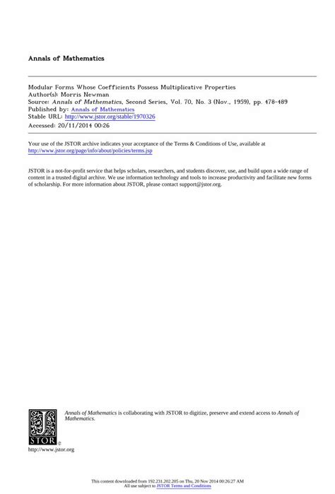 Pdf Modular Forms Whose Coefficients Possess Multiplicative