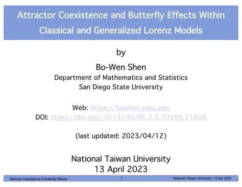Pdf Attractor Coexistence And Butterfly Effects Within Lorenz Models