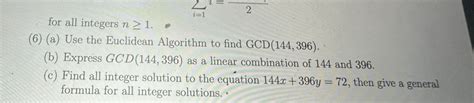 Solved For All Integers N A Use The Euclidean Chegg
