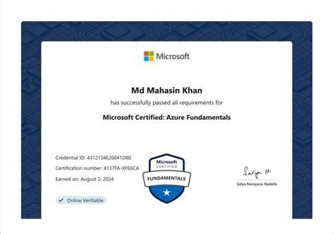 Md Mahasin Khan On Linkedin Microsoftazure Azurefundamentals Cloudcomputing Certification