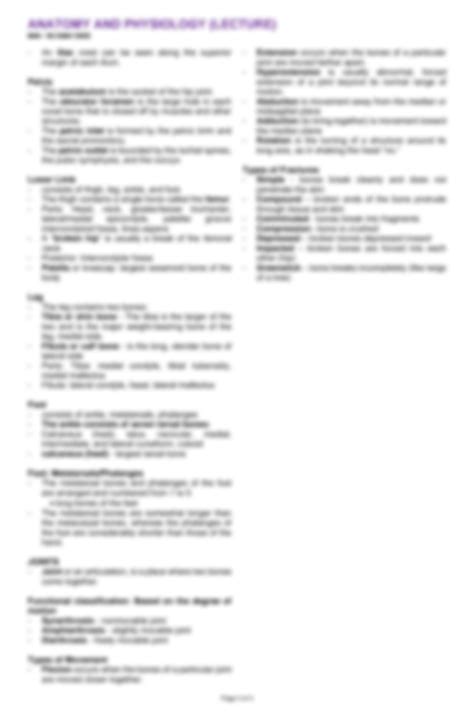 Solution Class Notes About Skeletal System Bs Nursing Anatomy And