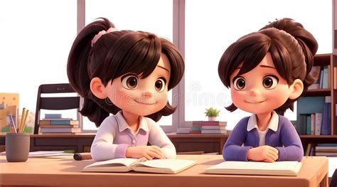 Cartoon Girl Siting Table Stock Illustrations 43 Cartoon Girl Siting