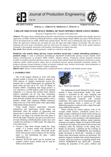 pdf create siso state space model of main spindle from ansys model