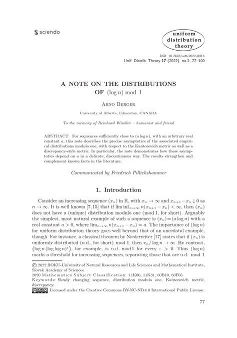 Pdf A Note On The Distributions Of Log Nmod 1