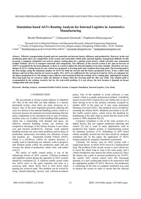 pdf simulation based agvs routing analysis for internal logistics in