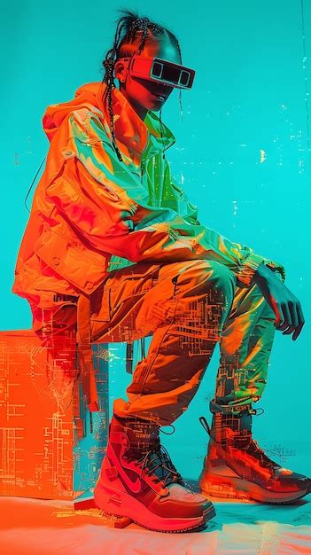 Premium Photo Petite Non Binary Model With Augmented Reality Glasses