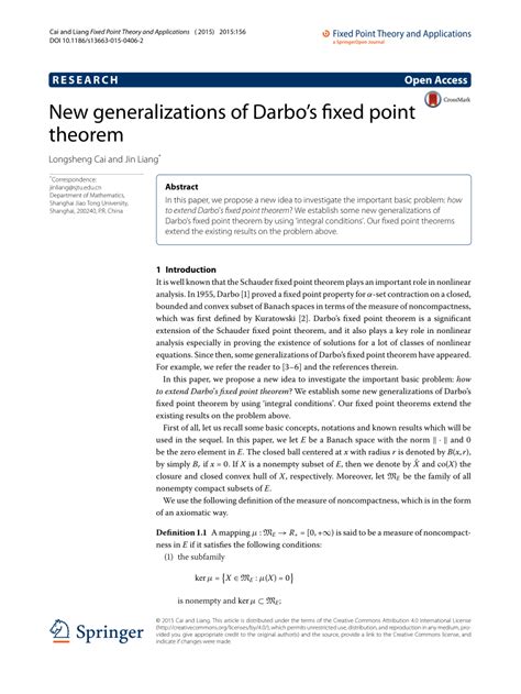 Pdf New Generalizations Of Darbos Fixed Point Theorem