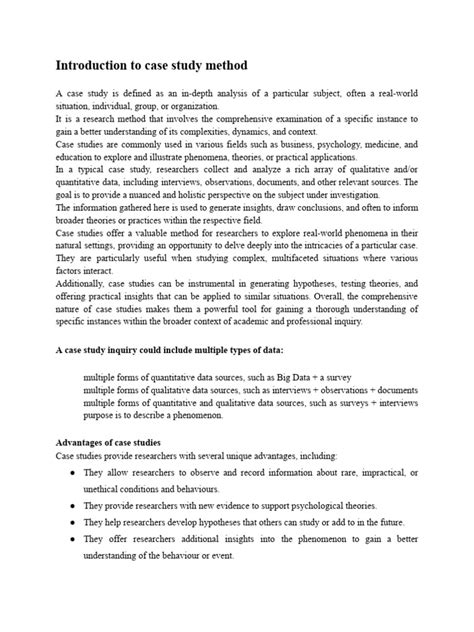 Introduction To Case Study Method And Survey Questionnaire Method Grade