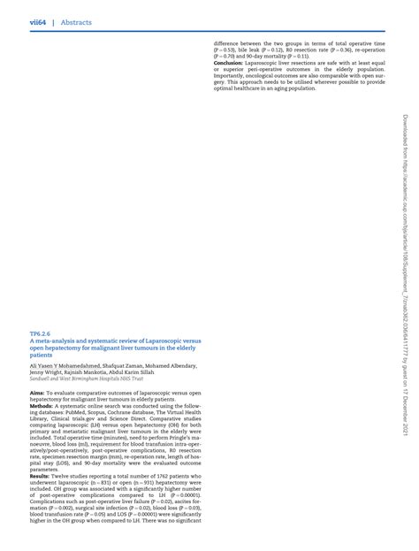Pdf Tp6 2 6 A Meta Analysis And Systematic Review Of Laparoscopic Versus Open Hepatectomy For