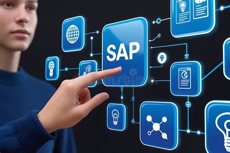 Person Interacting With Sap Software Interface On Digital Screen Stock