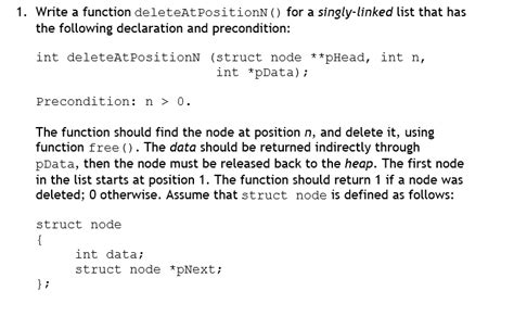 Solved 1 Write A Function Deleteat Positions For A